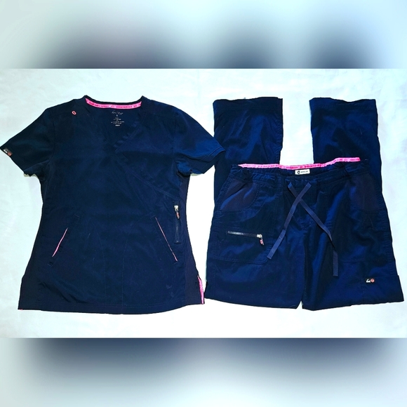koi | Other | Koi Lite Scrub Set In Navy Blue With Hot Pink Trim Small ...